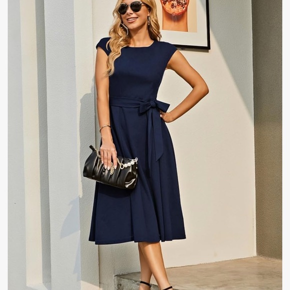 Dress Tells | Dresses | Nwot Dress Tells Xs Blue Tea Dress Formal ...